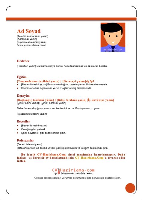 Ücretsiz CV Örnekleri 2021 Güncel CV İndir CV Hazırlama