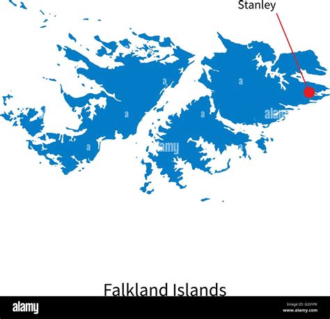 Detailed Vector Map Of Falkland Islands And Capital City Stanley Stock