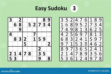 Sudoku Game With Answers Easy Complexity Stock Vector Illustration