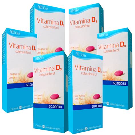 Vitamina D3 50 000 Ui Kit de 6 Caixas 8 Cápsulas Moles Cada Althaia