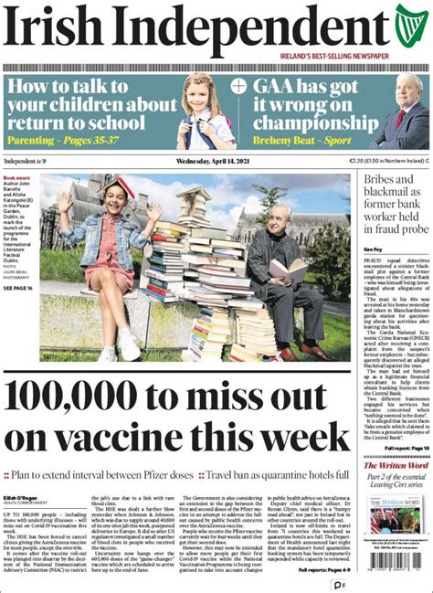 Newspaper Irish Independent Ireland Newspapers In Ireland Today S