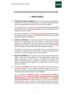 I INSTRUCCIONES DE MATRÍCULA PARA MÁSTERES i instrucciones de matr