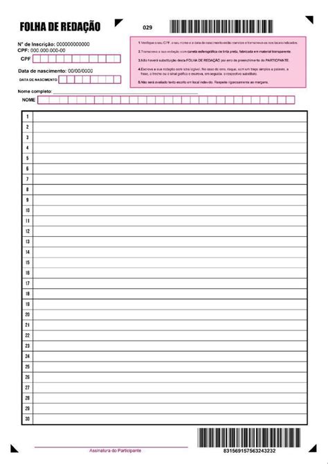 Folha de Redação do Enem Study flashcards School study tips Study