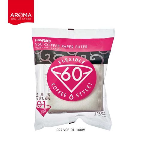 HARIO 027 030 V60 Paper Filter 01 02 W 100 Sheets 1แพคx100ใบ สขาว