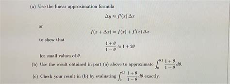 solved a use the linear approximation formula ay f x