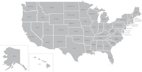 Usa Map With Borders And Abbreviations For Us Vector Image