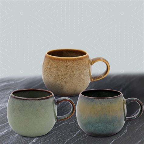REACTIVE GLAZE MUG 3 ASST Lesser Pavey
