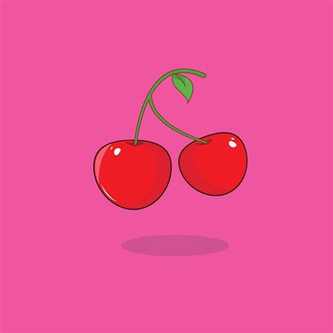 Desenho animado de ilustração vetorial de cereja fofo e fresco Vetor