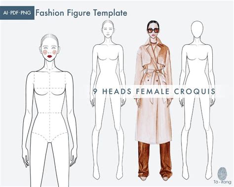 Female Fashion Figure Template 9 Head Fashion Croquis Etsy Fashion