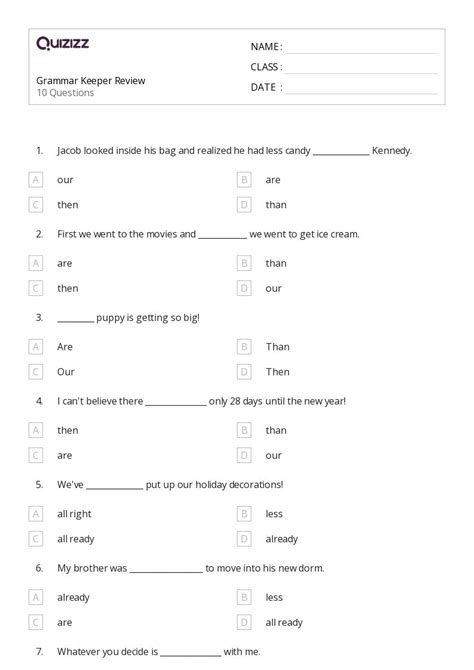 50 Grammar Worksheets For 7th Grade On Quizizz Free Printable