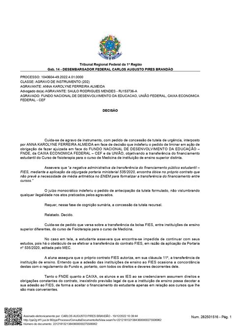 DESEMBARGADOR CARLOS PIRES BRANDÃO ALTERA ENTENDIMENTO PARA DETERMINAR