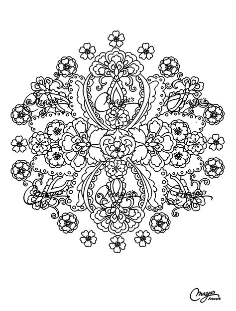 Fleurs mandala Coloriages Fleurs et végétation difficiles pour