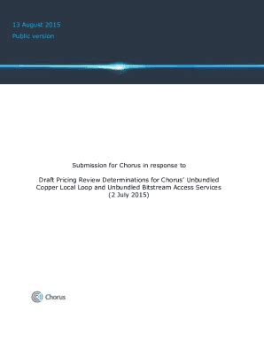 Fillable Online Submission For Chorus In Response To Draft Pricing