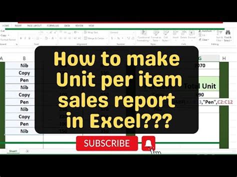 How To Make Unit Per Item Sale Report In Excel Youtube
