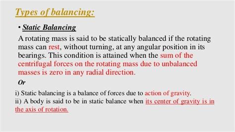 static and dynamic balancing of rotating mass