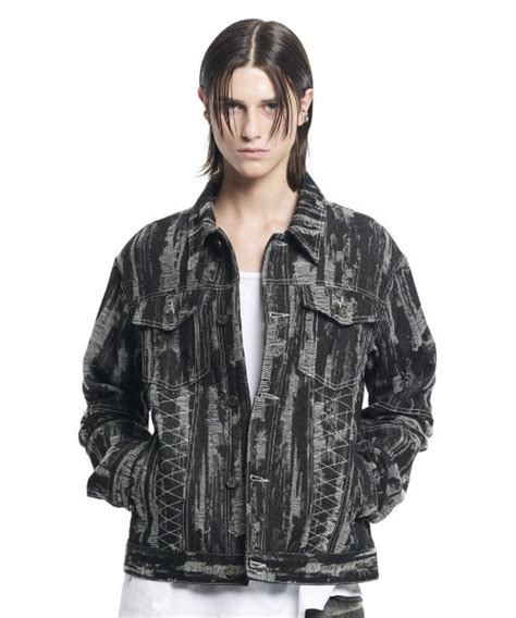 Musinsa Maison Mined Break Up Biker Denim Jacket Black