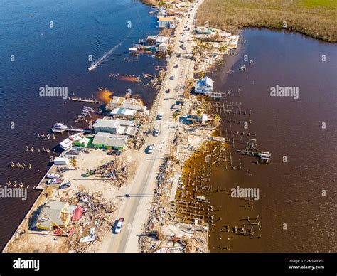 Aerial Drone Inspection Photo Matlacha Florida Hurricane Ian Aftermath