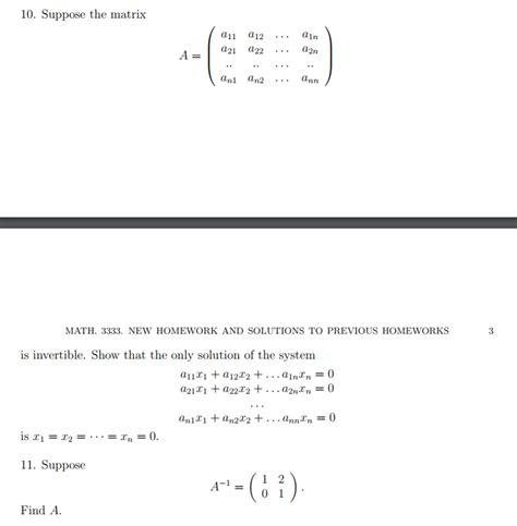 solved 10 suppose the matrix a11 a12 a1n d2n a a21 a22