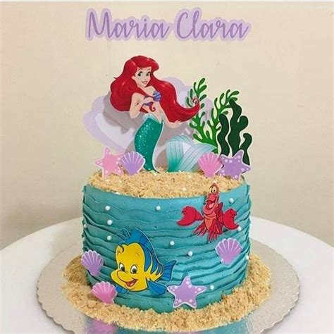 Topo De Bolo Pequena Sereia Topper Pequena Sereia Personalizado