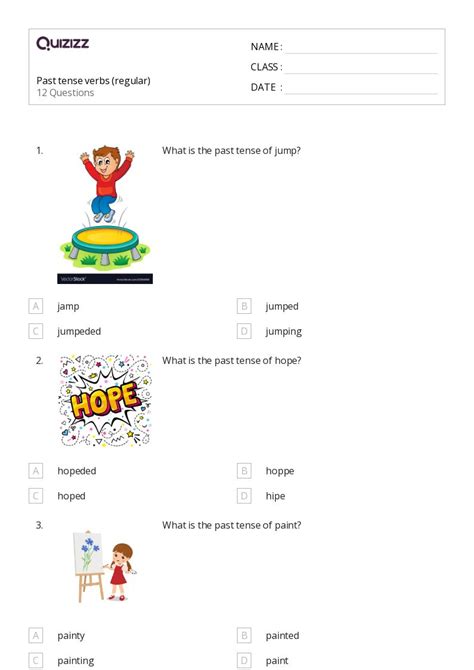 50 Past Tense Verbs Worksheets For 1st Grade On Quizizz Free Printable