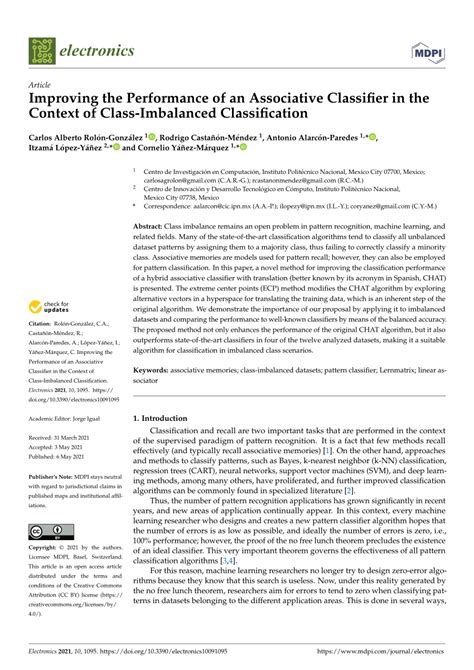 pdf improving the performance of an associative classifier in the context of class imbalanced