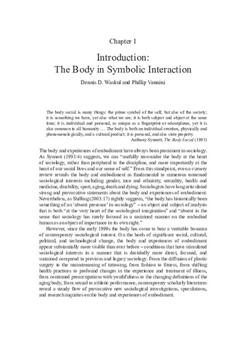 pdf the body in symbolic interaction dennis waskul and phillip vannini