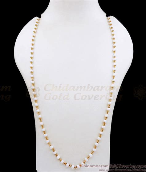 CKMN156 LG 30 Inch Long One Gram Gold Muthu Malai Pearl Chain For