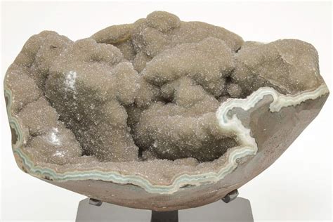 14 4 Sparkling Druzy Quartz Geode With Metal Stand 209003 For Sale
