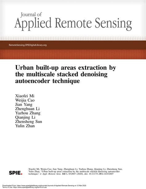 pdf urban built up areas extraction by the multiscale stacked denoising autoencoder technique