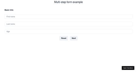 Multi Step Form React Forked Codesandbox