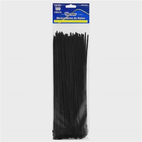 Abraçadeira Nylon Preta 3 6x200MM C 100 Unidades Western Papelaria