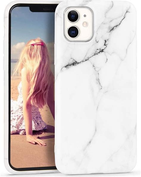 Geschikt Voor Apple Iphone Wit Zwart Marmer Soft Tpu Hoesje