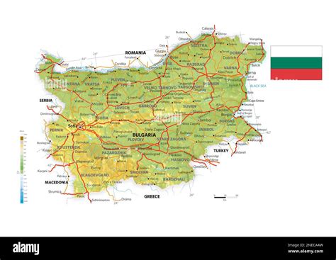 Physische Und Politische Landkarte Bulgariens Adobe Illustrator Ai
