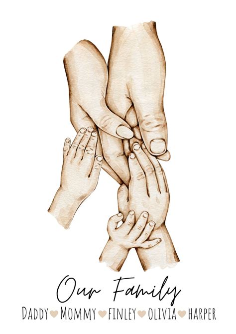 Famille personnalisée de 5 impressions Art mural à la main Etsy