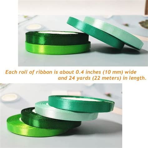 4 Rouleaux Ruban Satin 10Mm X 22M Simple Face Ruban En Tissu Rouleaux