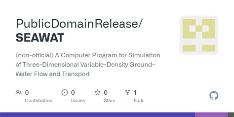 github publicdomainrelease seawat non official a computer program for simulation of three