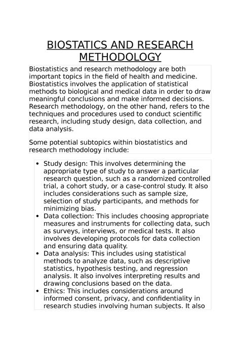 Biostatics AND Research Methodology BIOSTATICS AND RESEARCH