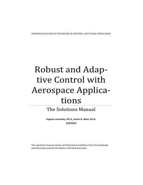 robust and adaptive control with aerospace