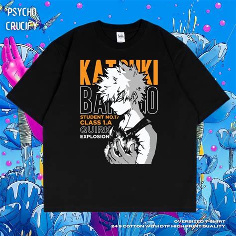 Jual Psycho Crucify Katsuki Bakugo Oversized T Shirt Black Dark
