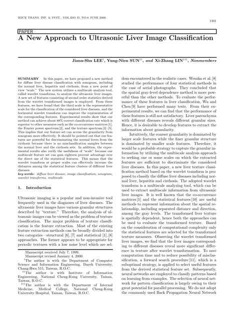 pdf a new approach to ultrasonic liver image classification