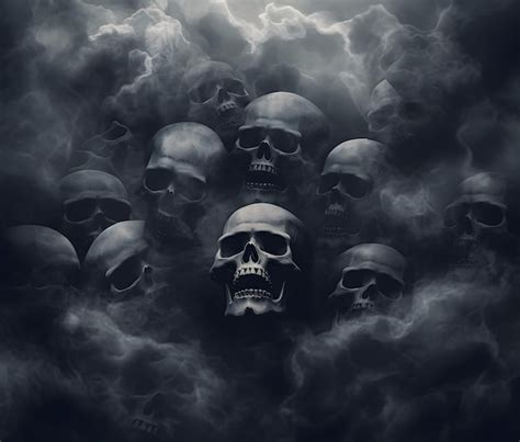 Premium AI Image Clouds Shaped Like Skulls Creating An Eerie