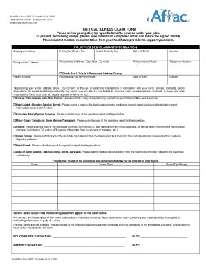 Fillable Online Aflac Hospital Indemnity Claim Forms Fax Email Print