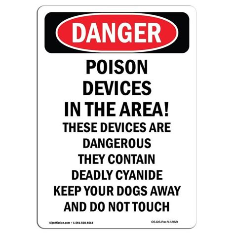 Signmission Safety Sign OSHA Danger 10 Height Rigid Plastic Poison