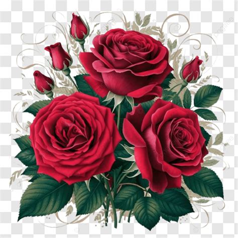 Red Roses With Swirls Lovely Flowers Red Roses Swirls Flowers PNG