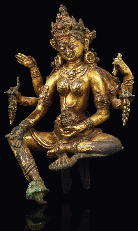 Global Nepali Museum A FINE GILT BRONZE FIGURE OF VASUDHARA Global