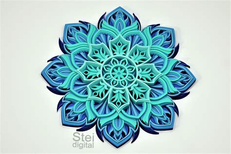 3d Layered Flower Mandala Cricut SVG DXF Laser Cut File D4