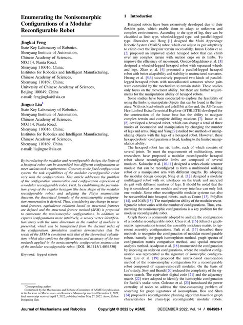 pdf enumerating the non isomorphic configurations of a modular reconfigurable robot