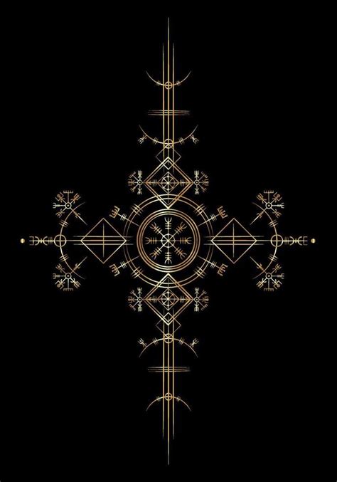 magie antique viking art déco boussole de navigation vegvisir or