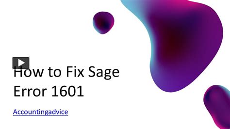 ppt how to fix sage error 1601 powerpoint presentation free to download id 96b0ac mge5z
