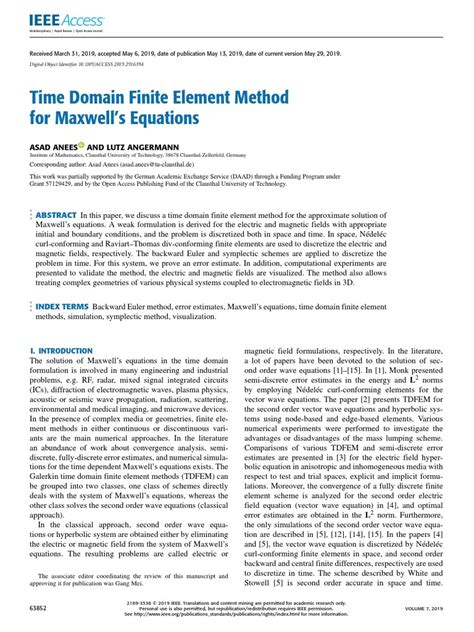 time domain finite element method for maxwells equations pdf finite element method maxwell